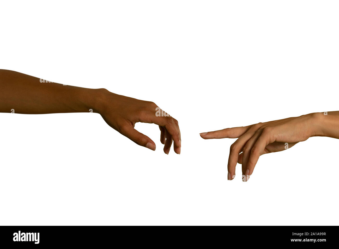 Two arms extending towards each other Stock Photo - Alamy