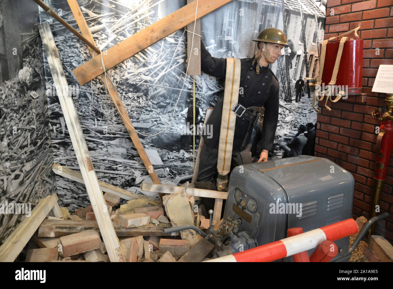 WWII Blitz Scene at Ipswich Museum, Ipswich, Suffolk, UK. A Victorian ...