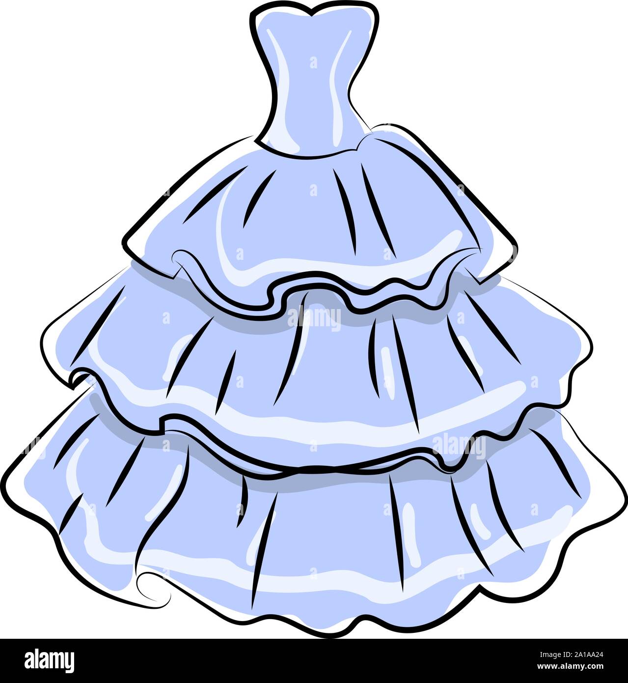 Blue dress, illustration, vector on white background Stock Vector Image ...