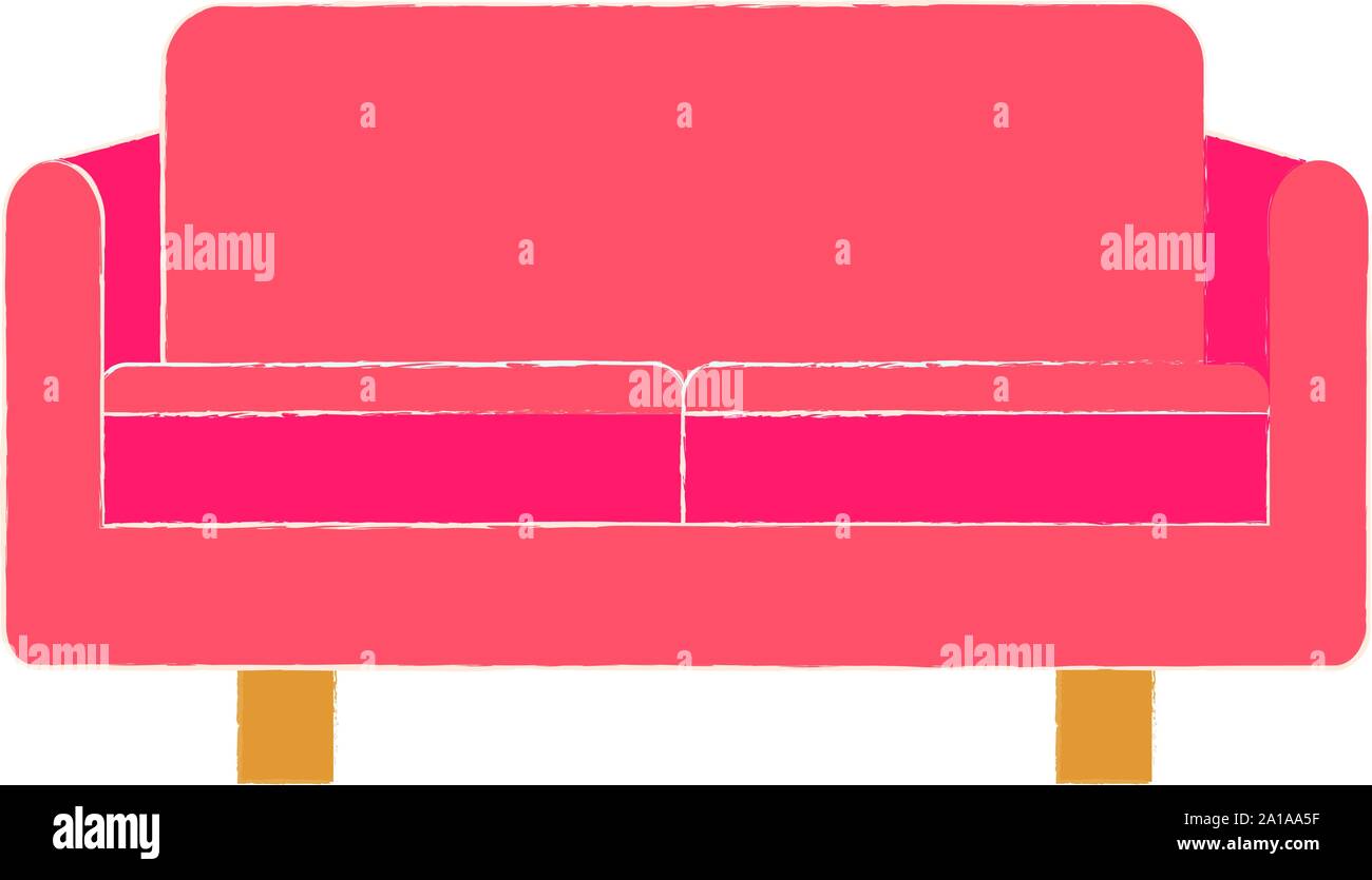 Pink couch, illustration, vector on white background Stock Vector Image ...