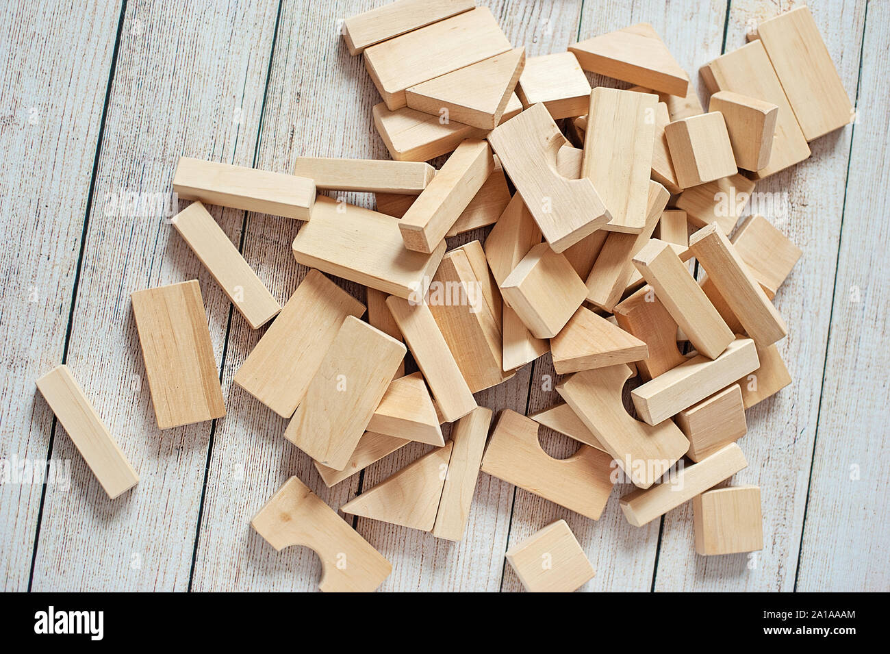 wooden building blocks forms, construction from wooden cubes Stock ...