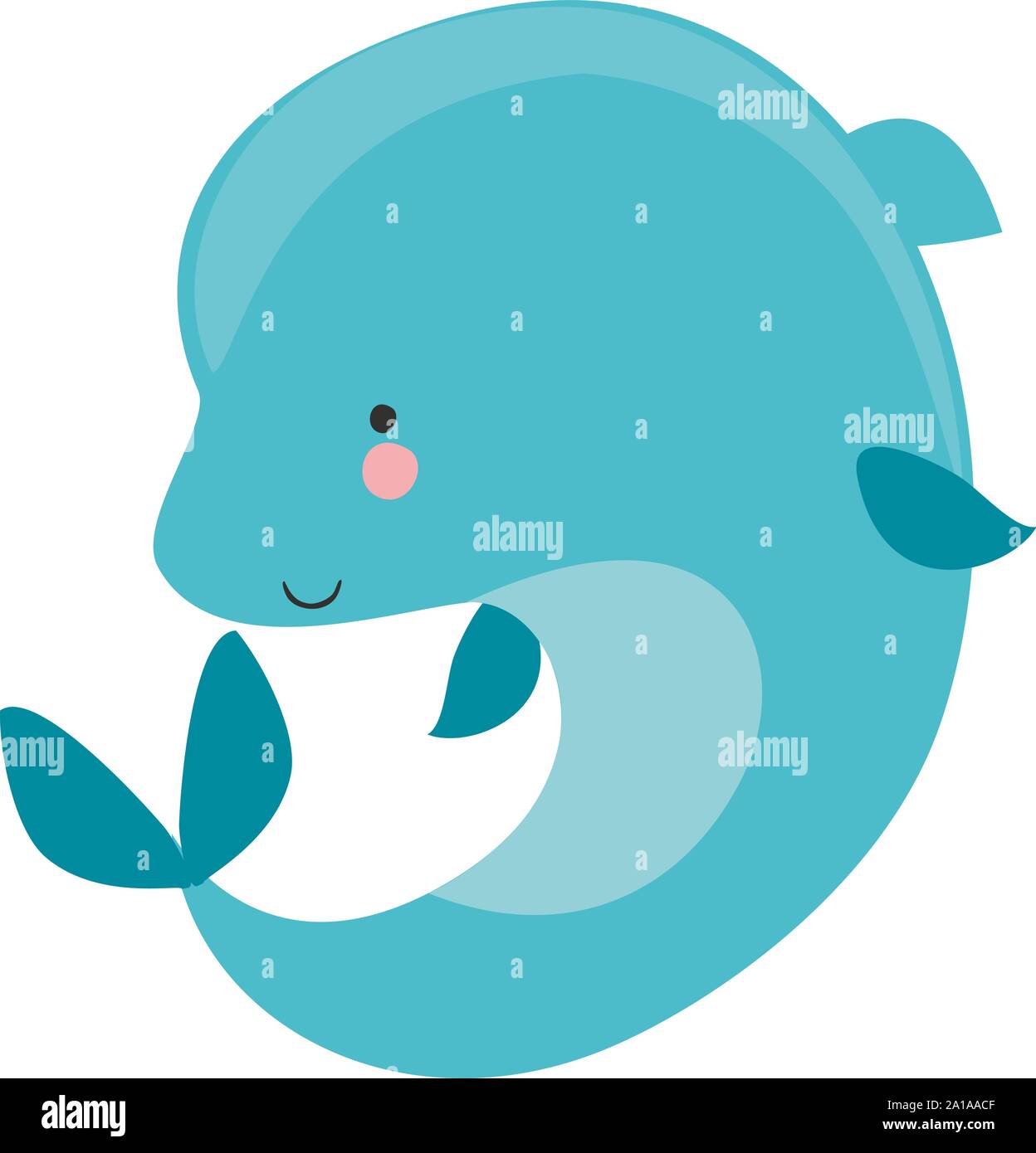 Blue dolphin, illustration, vector on white background Stock Vector ...