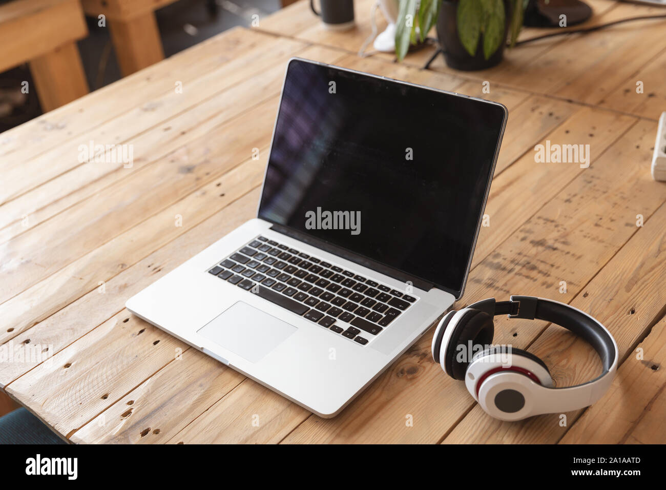 Office workplace laptop headphones hi-res stock photography and images ...