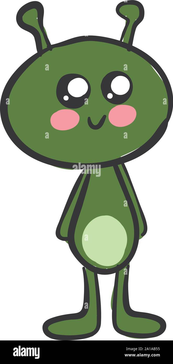 Cute green alien, illustration, vector on white background Stock Vector ...