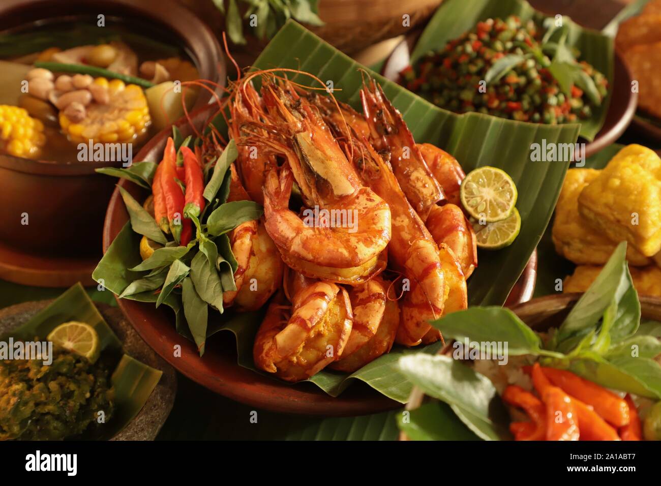 Udang Goreng. Popular Indonesian seafood dish of fried prawns Stock ...