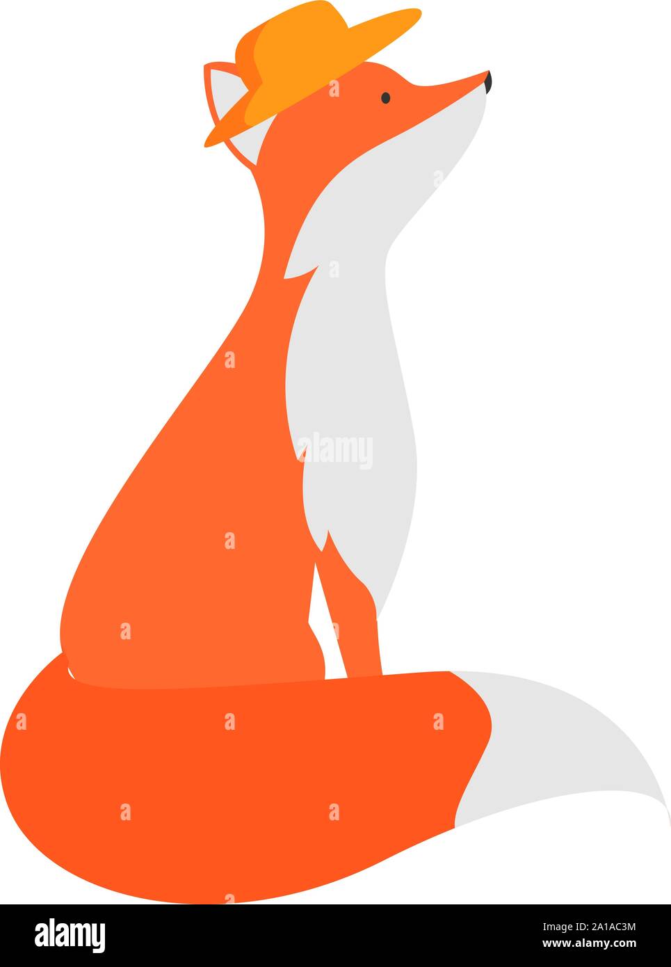 Fox with hat, illustration, vector on white background Stock Vector ...
