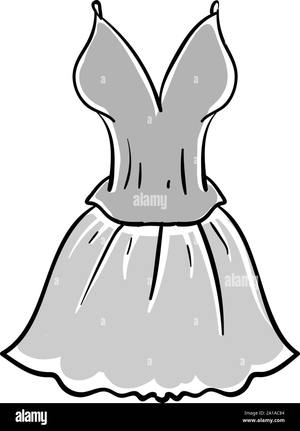 Gray dress, illustration, vector on white background Stock Vector Image ...