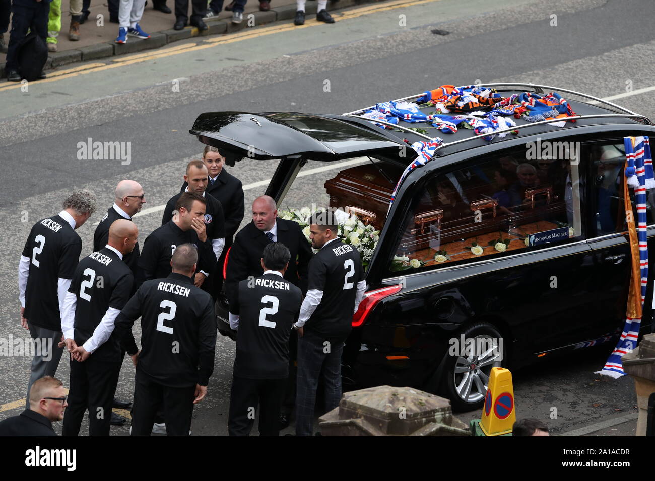 Pallbearer's including former Rangers players Michael Mols, Nacho Novo ...