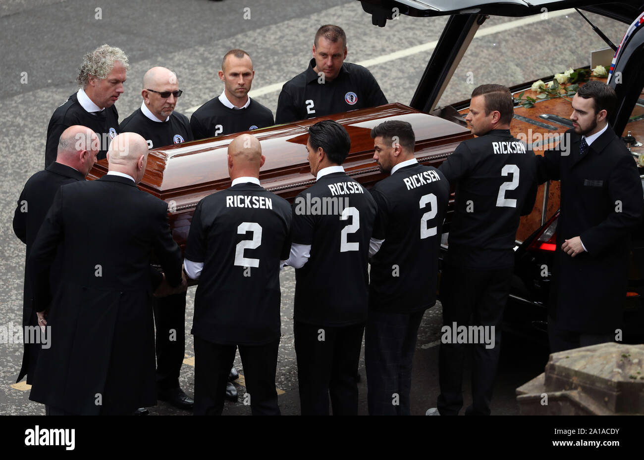 Pallbearer's including former Rangers players Michael Mols, Nacho Novo ...