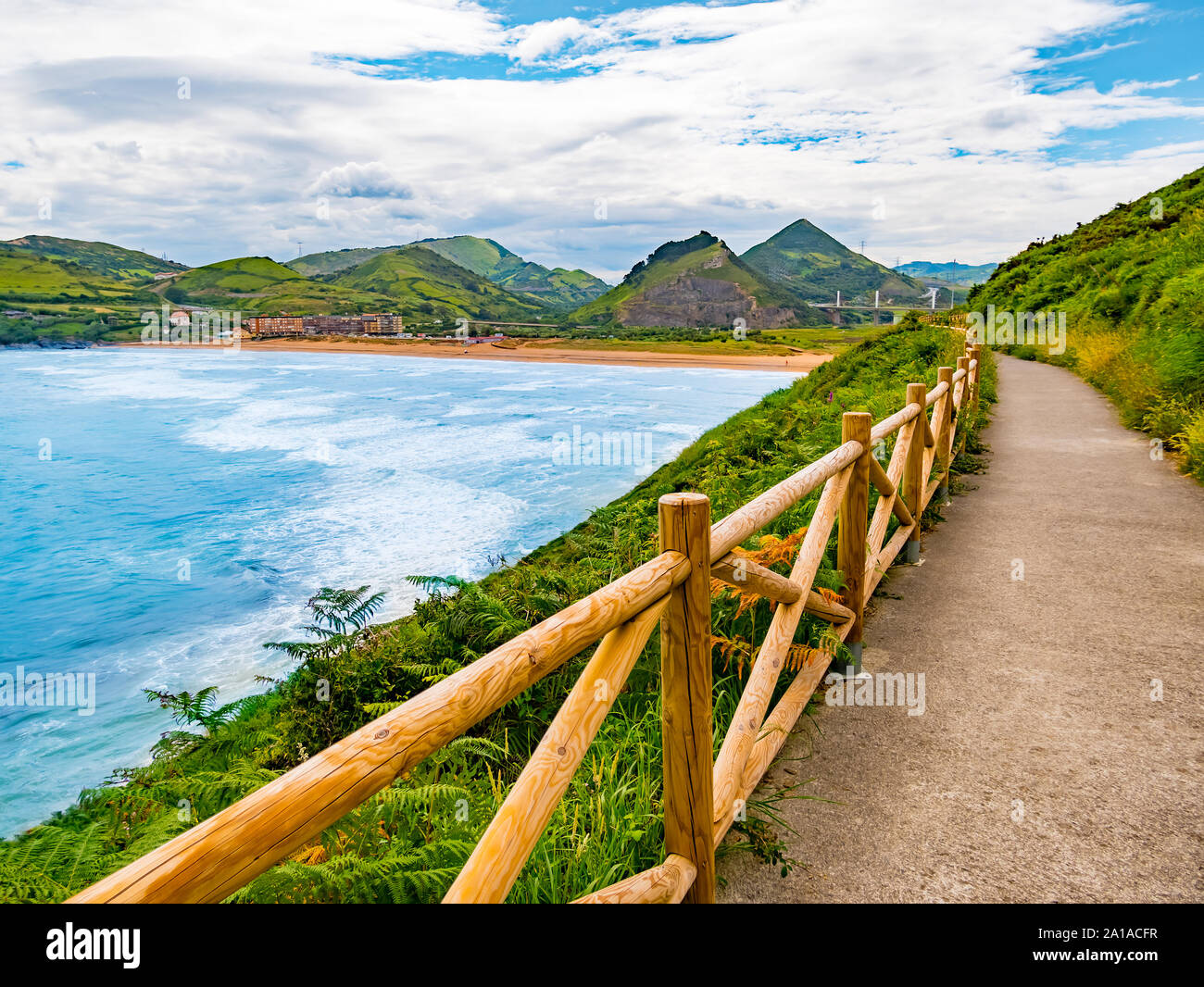 Coastal road in Basque country. Coastal Camino de Santiago (del Norte ...