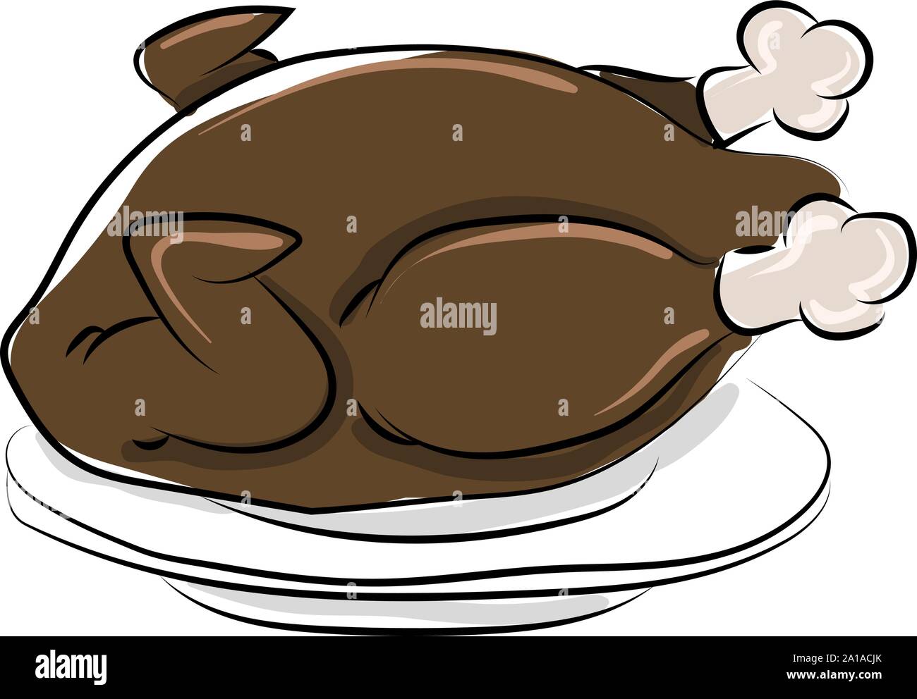 Big fried chicken, illustration, vector on white background Stock ...