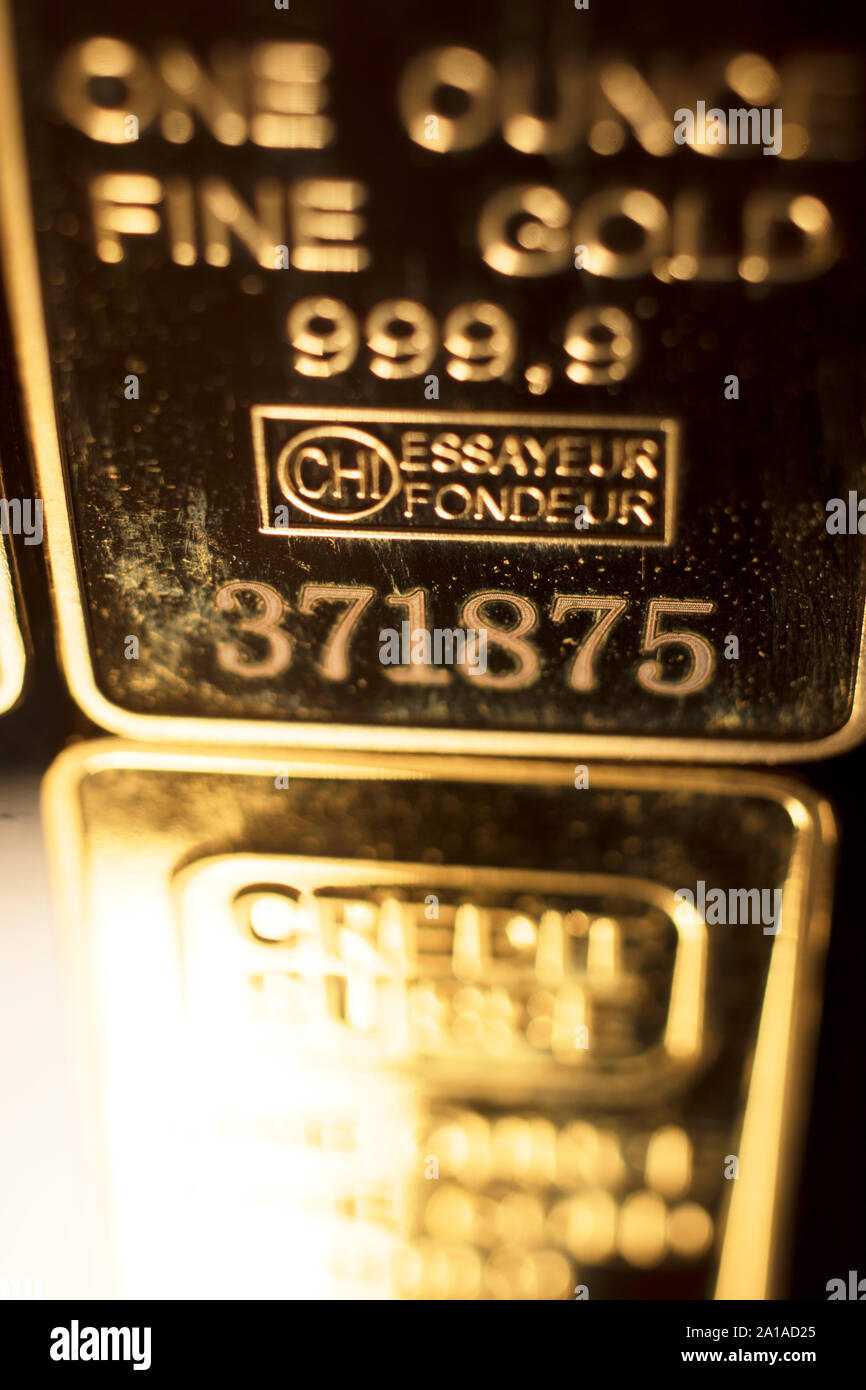 Fine solid gold 999.9 one ounce bullion ingot precious metals bar ...
