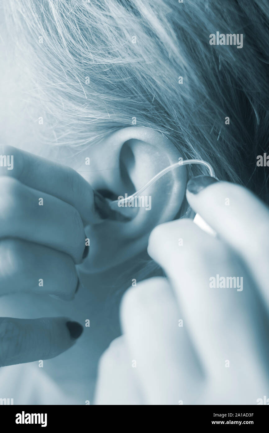 Digital modern technology for deaf people micro hearing aid Stock Photo ...