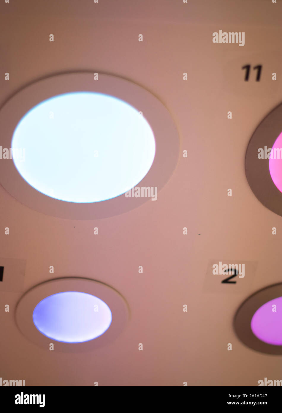 LED modern lights and bulbs on display in store lighting department ...