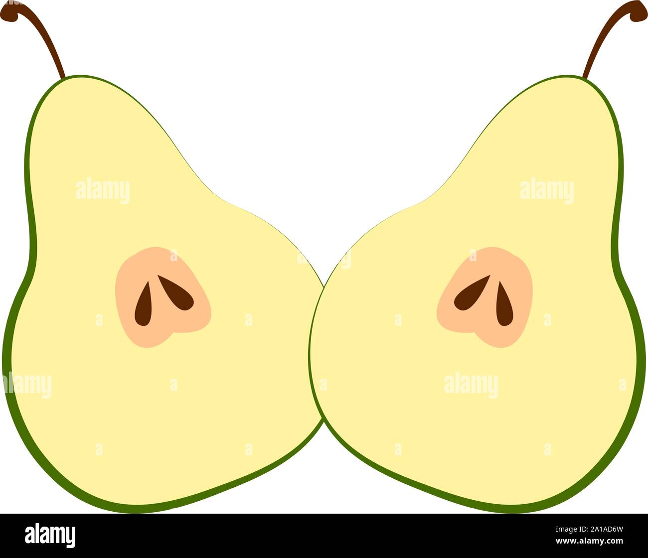 Green pear fruit and half cut pear vector illustration isolated hi-res ...