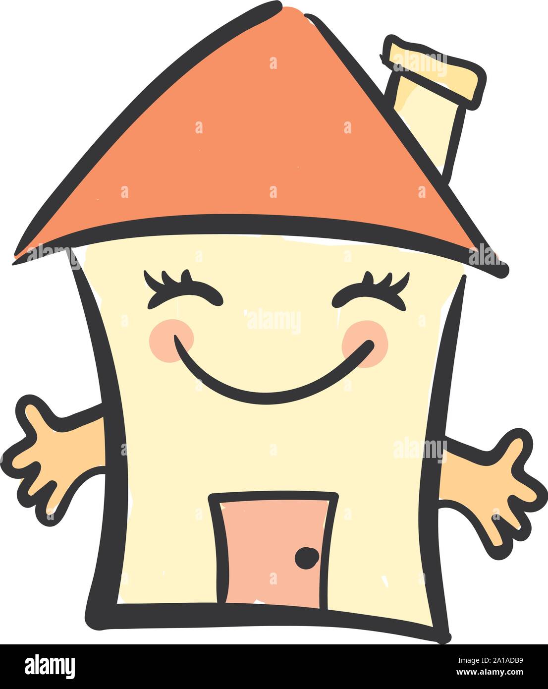 Smiling home, illustration, vector on white background Stock Vector ...