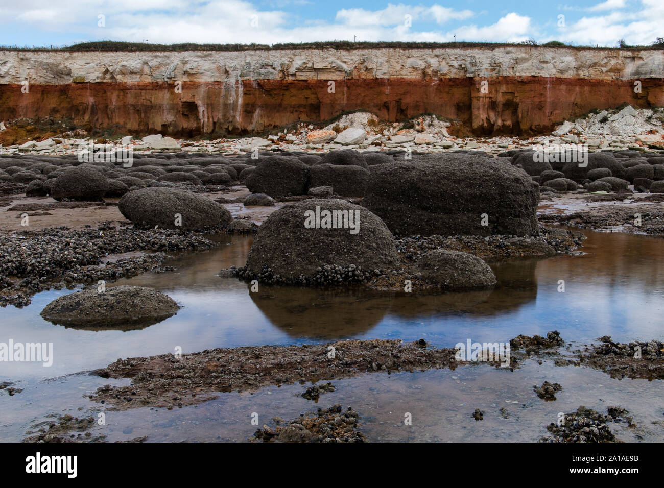 The cliffs at Old Hunstanton seen from the beach at low tide Stock ...
