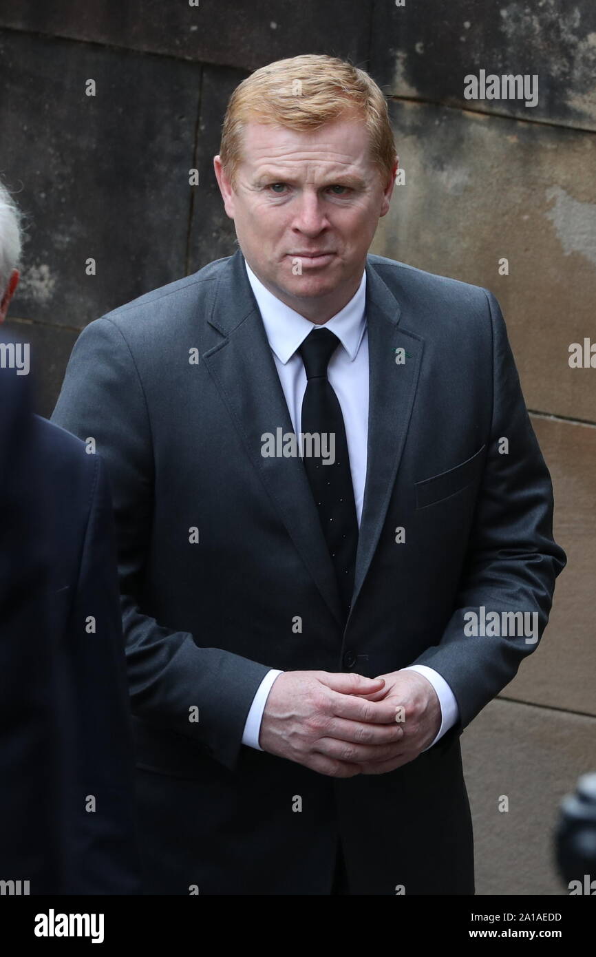 Celtic manager Neil Lennon attends the funeral of former Rangers ...