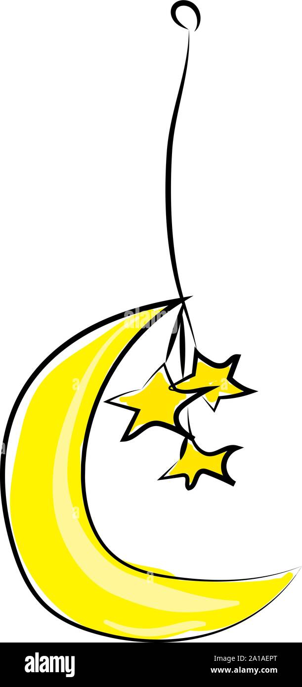 Moon and stars, illustration, vector on white background Stock Vector ...