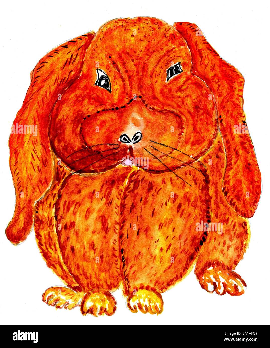 Cartoon lovely rabbit, bunny, hand drawn illustration Stock Photo - Alamy