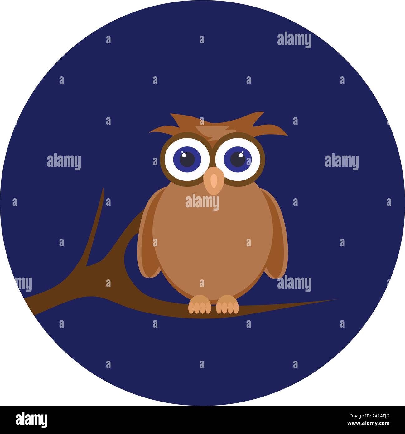 Owl on tree, illustration, vector on white background Stock Vector ...