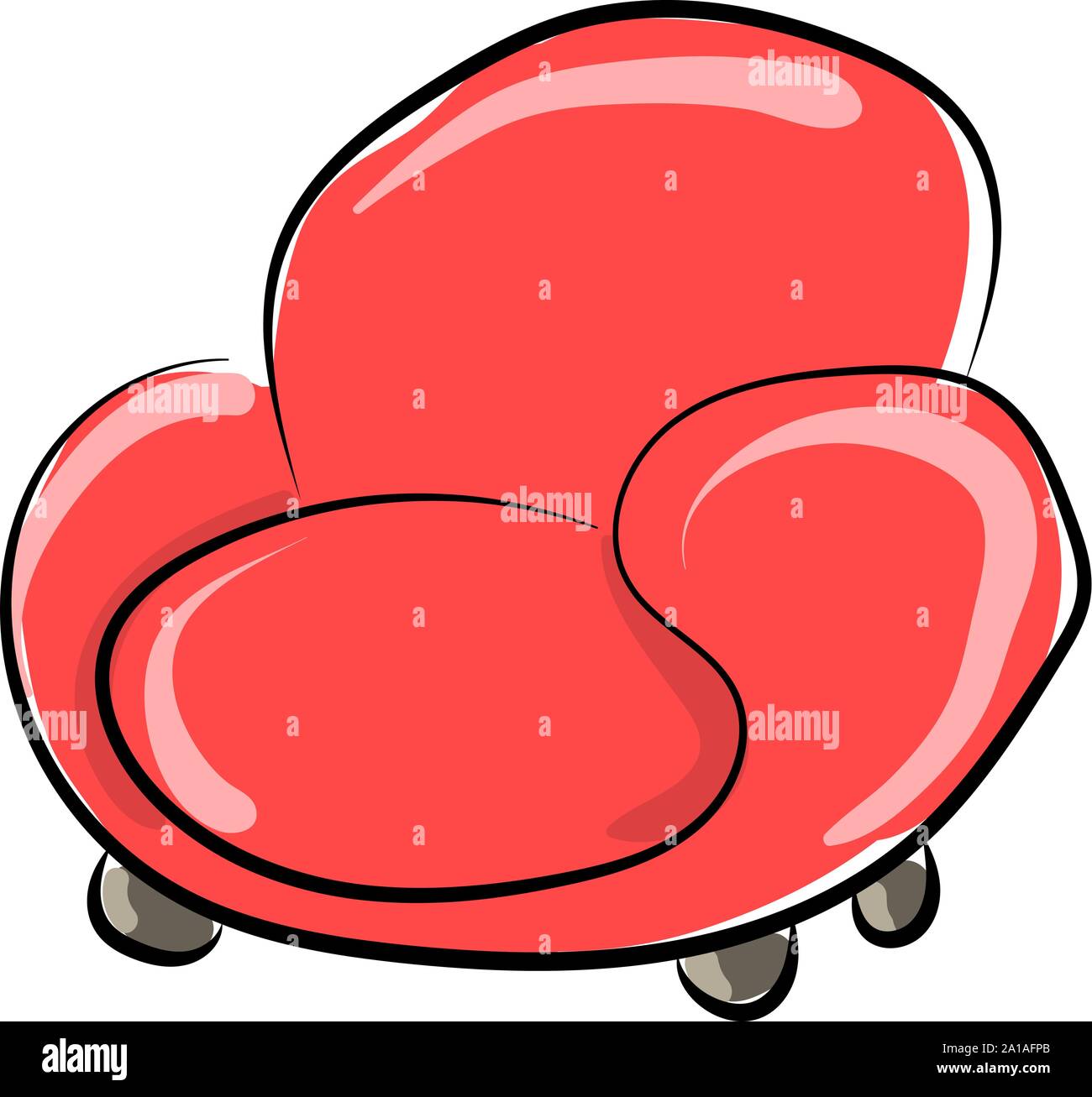 Red ottoman, illustration, vector on white background Stock Vector ...