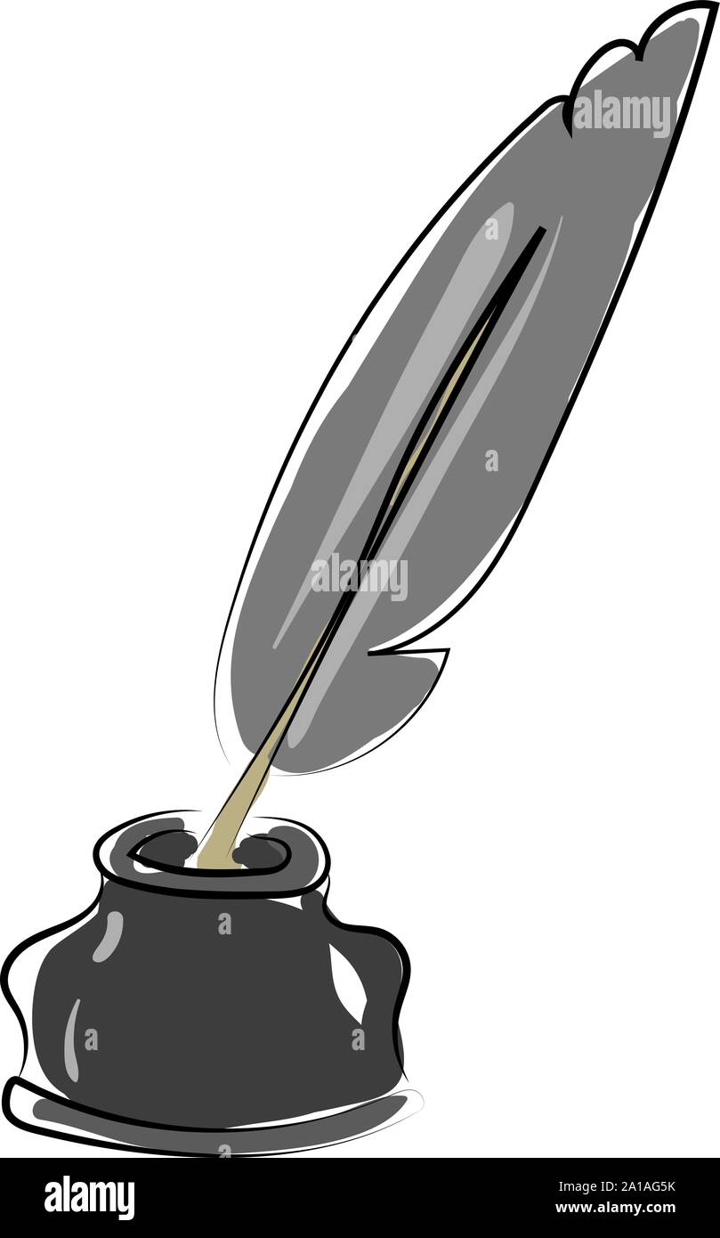 Feather pen, illustration, vector on white background Stock Vector ...