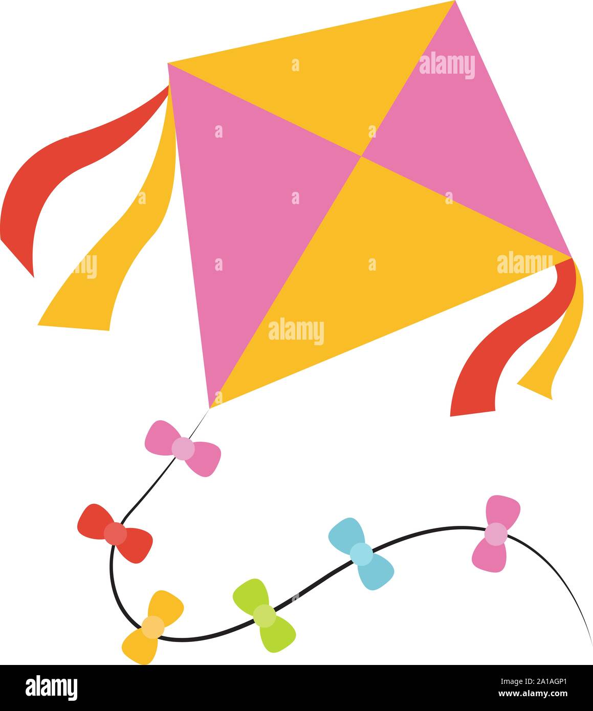 Flying kite, illustration, vector on white background Stock Vector ...