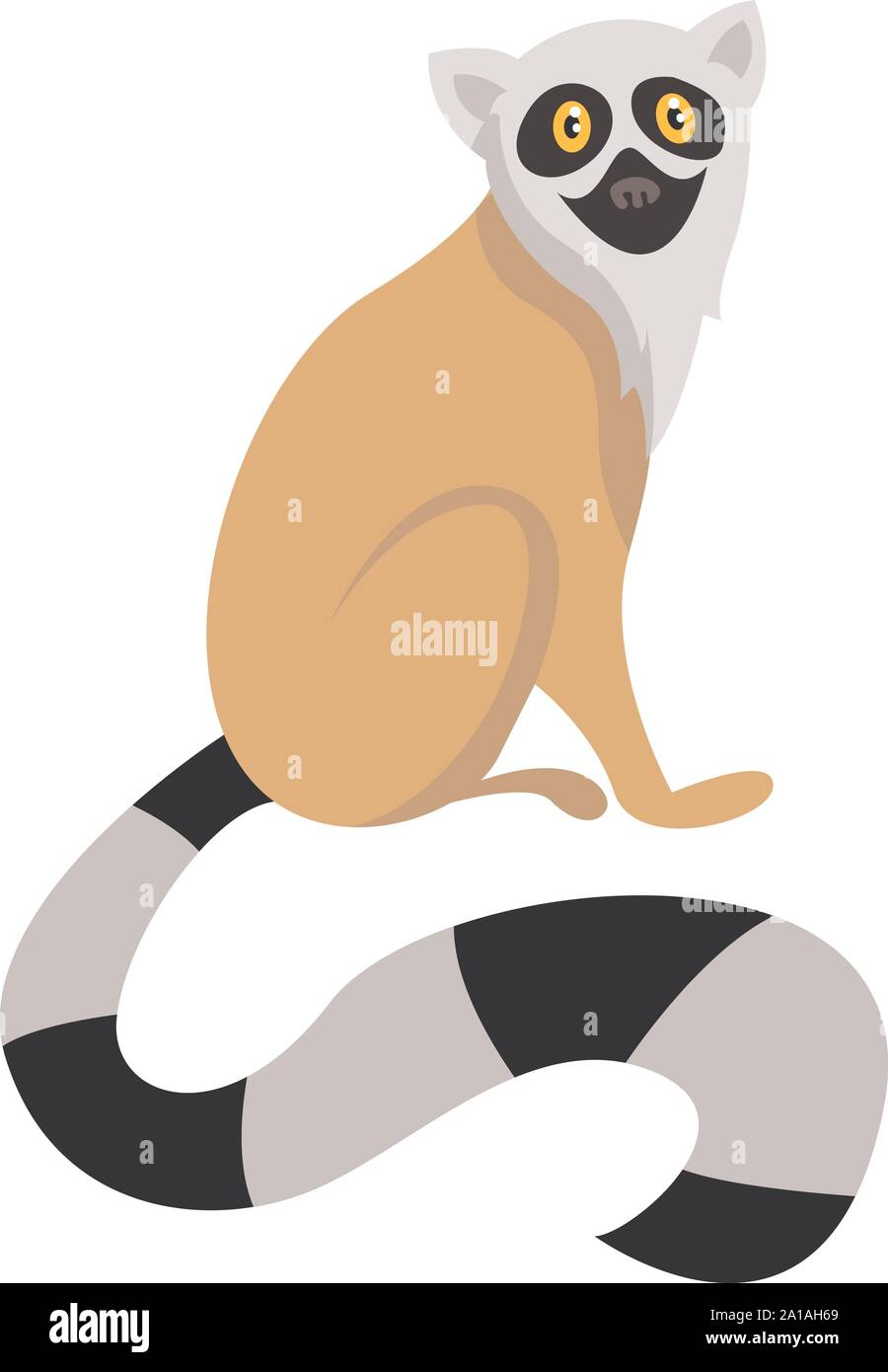 Lemur, illustration, vector on white background Stock Vector Image ...