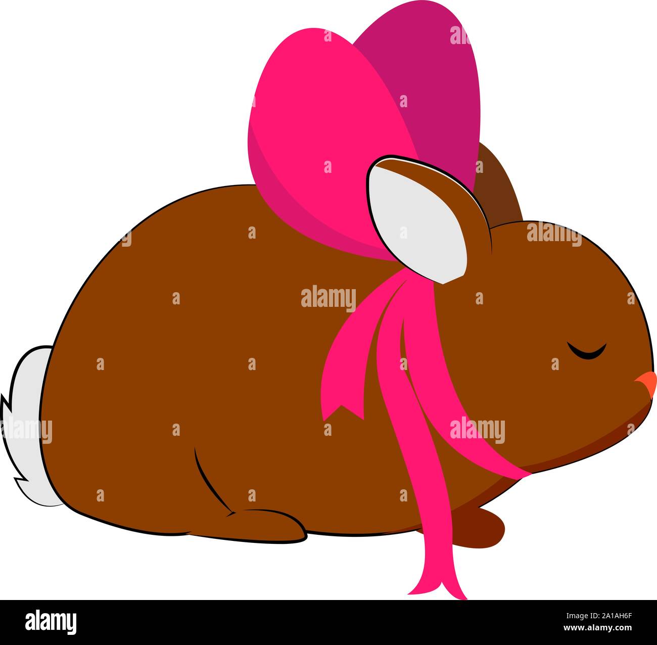 Bunny with pink bow, illustration, vector on white background Stock ...