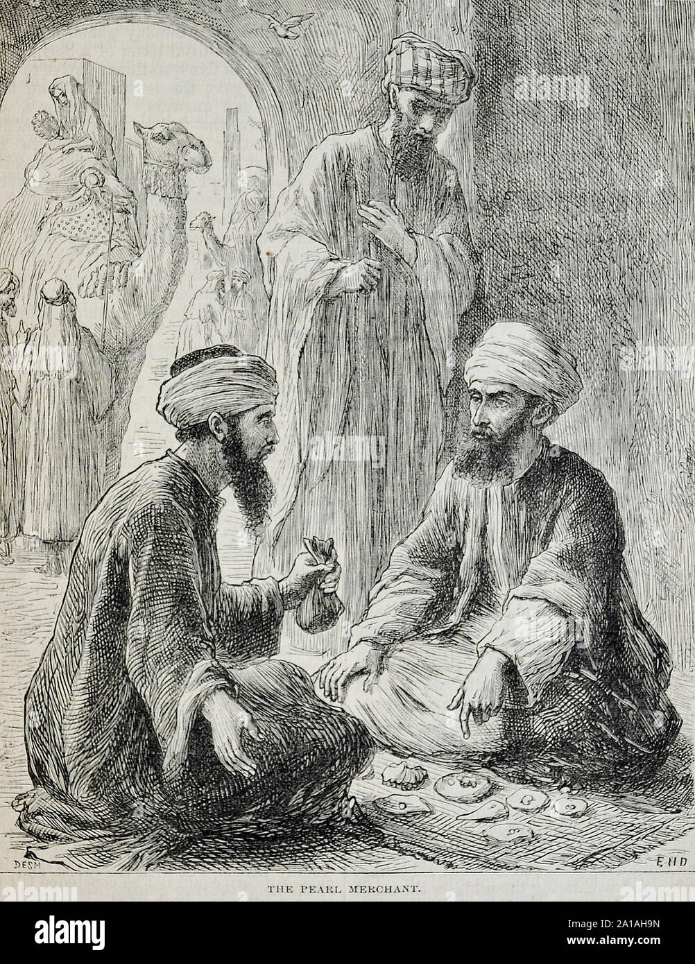The Pearl Merchant in 1869. Lithography of the 19th century Stock Photo ...