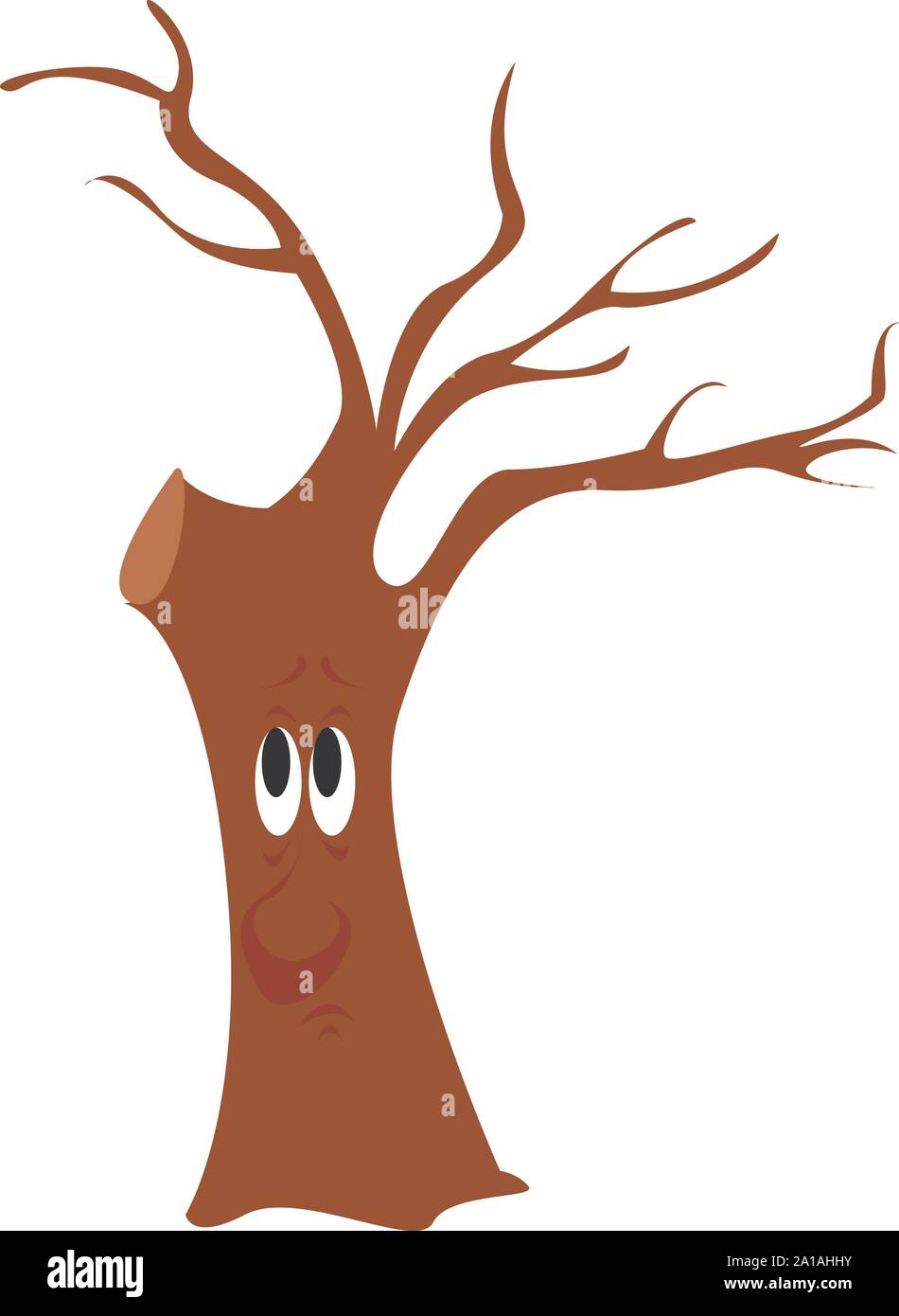 Sad tree, illustration, vector on white background Stock Vector Image ...