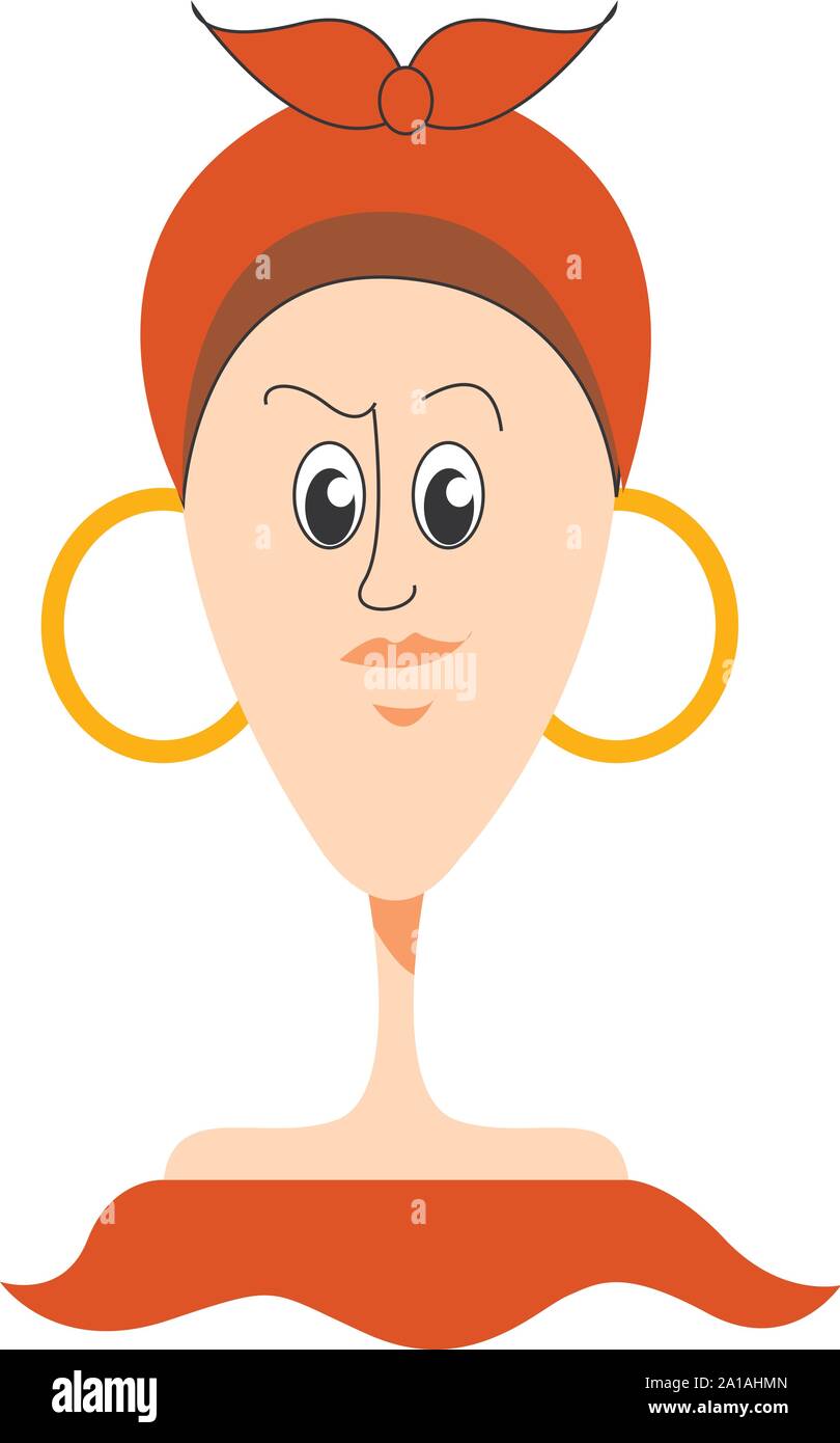 Girl with round earrings, illustration, vector on white background ...