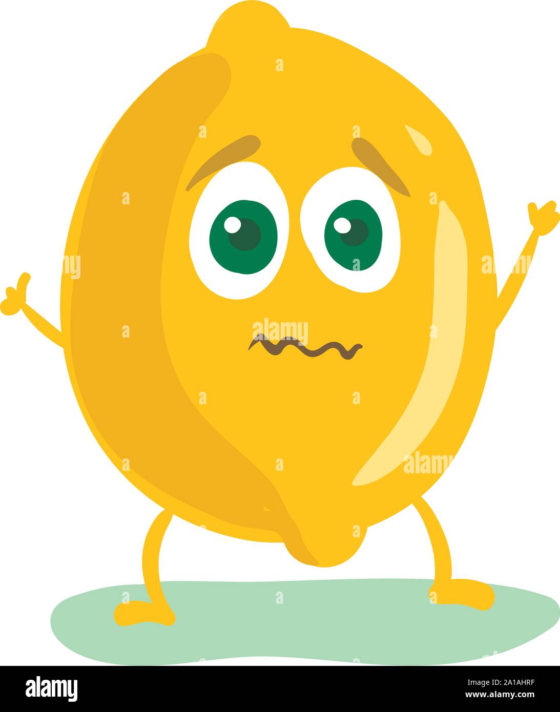 Scared lemon, illustration, vector on white background Stock Vector ...