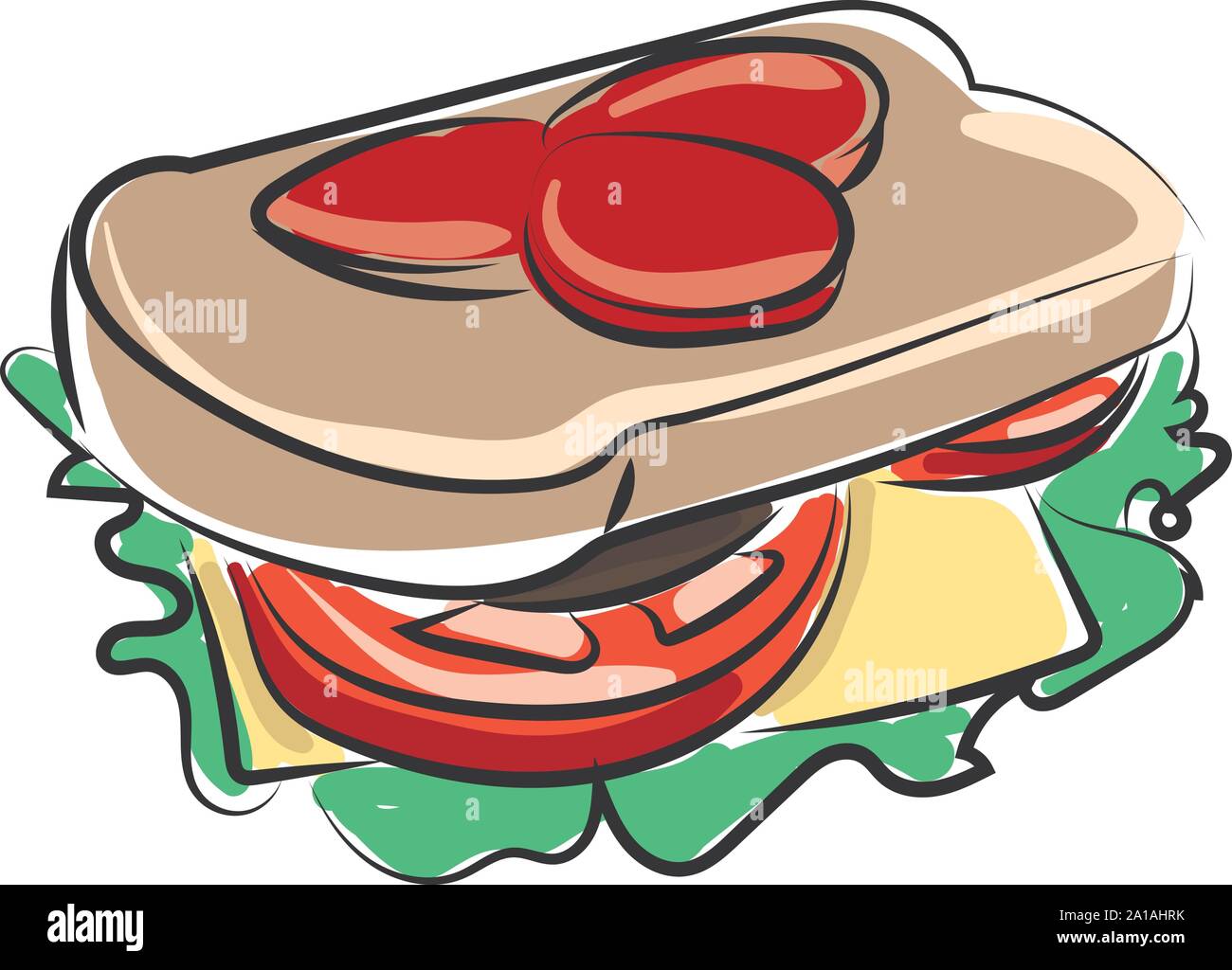 Sandwich, illustration, vector on white background Stock Vector Image ...