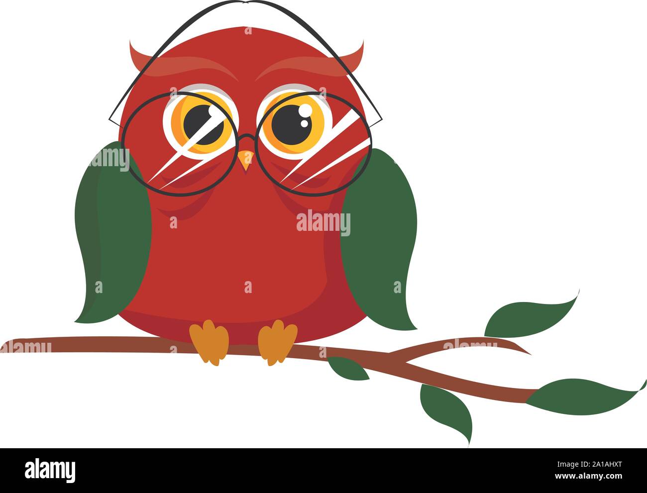Red owl, illustration, vector on white background Stock Vector Image ...