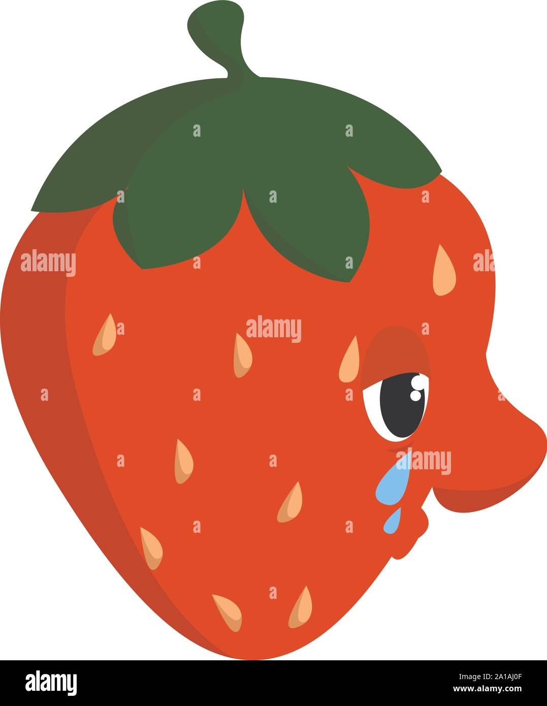 Sad strawberry, illustration, vector on white background Stock Vector ...