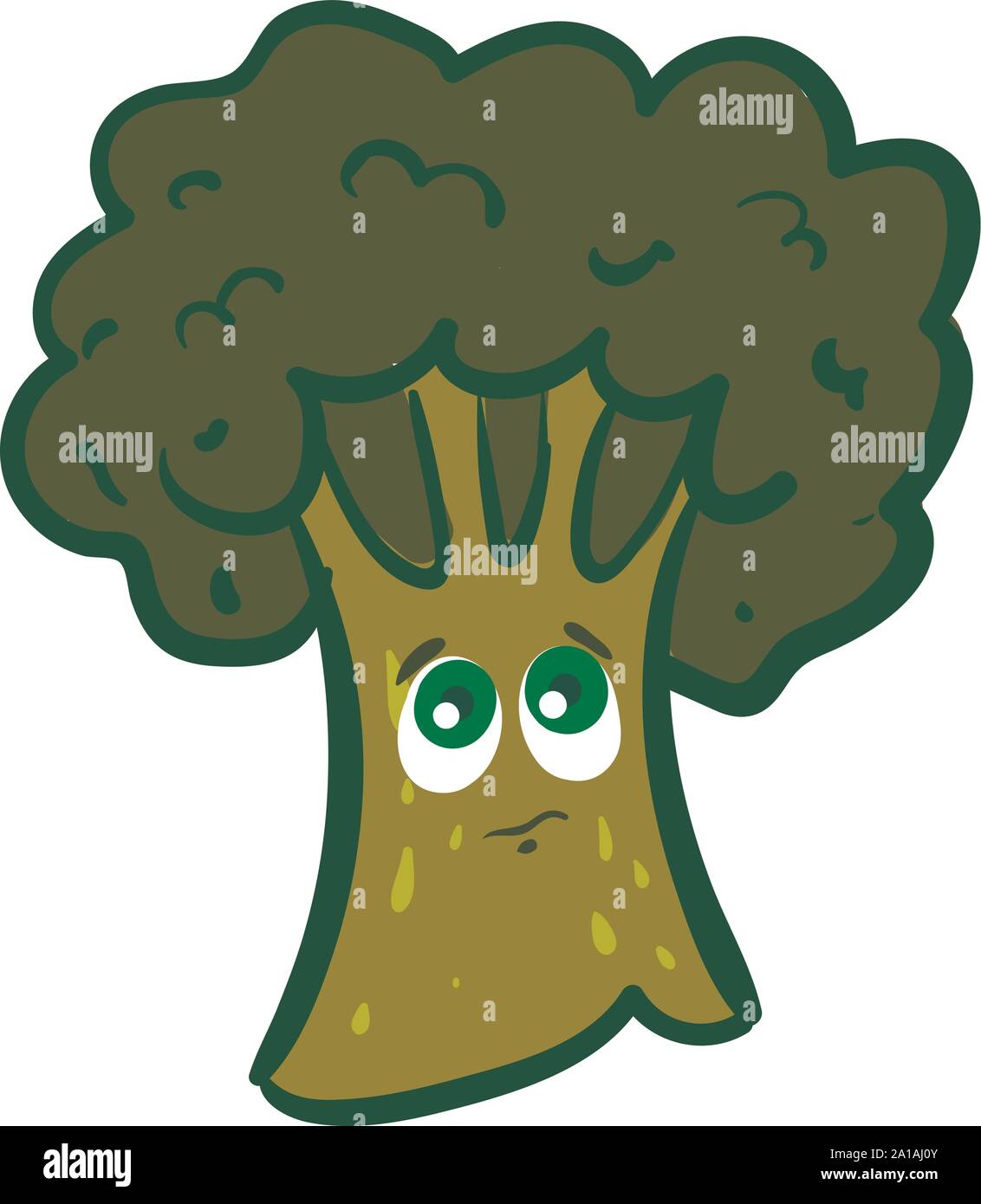 Sad broccoli, illustration, vector on white background Stock Vector ...