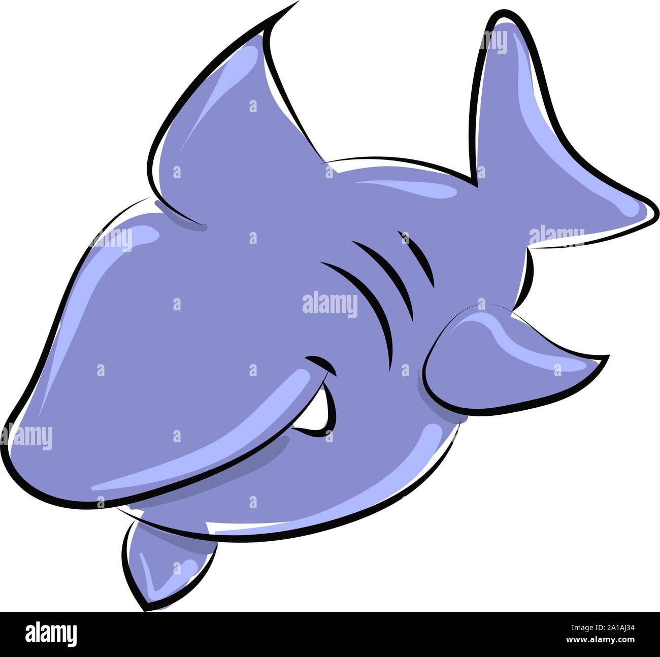 Blue shark, illustration, vector on white background Stock Vector Image ...