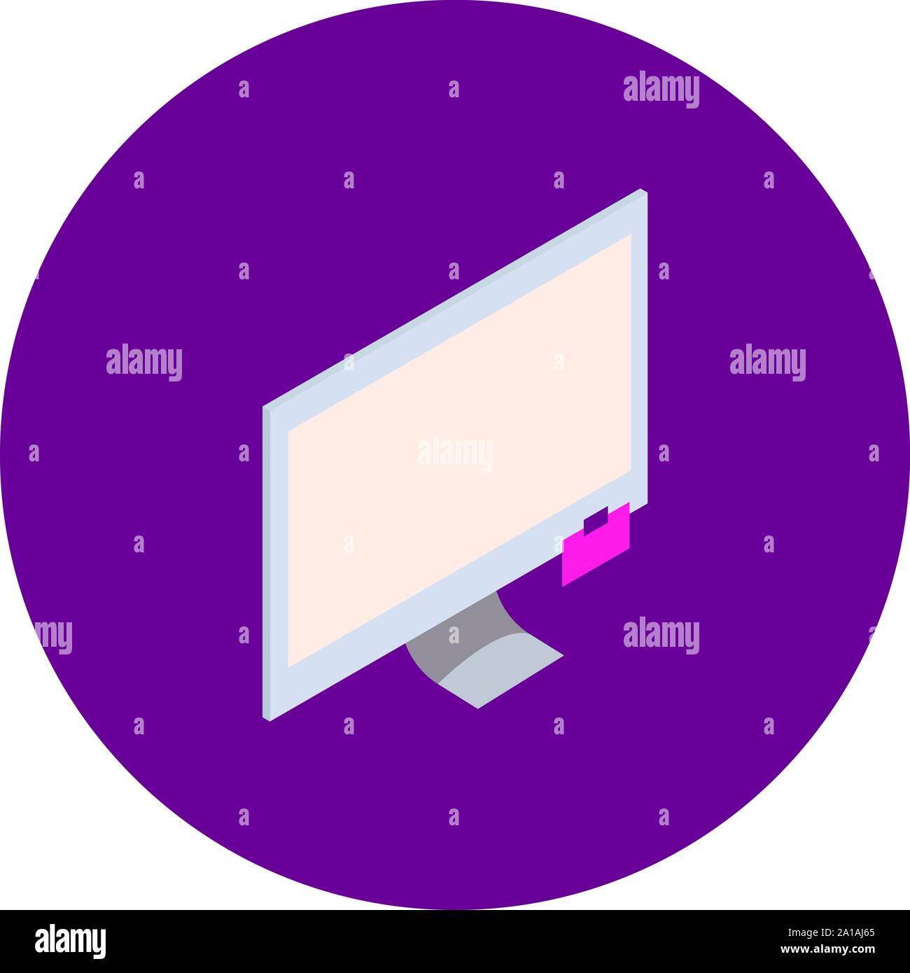 Monitor with sticker, illustration, vector on white background Stock ...