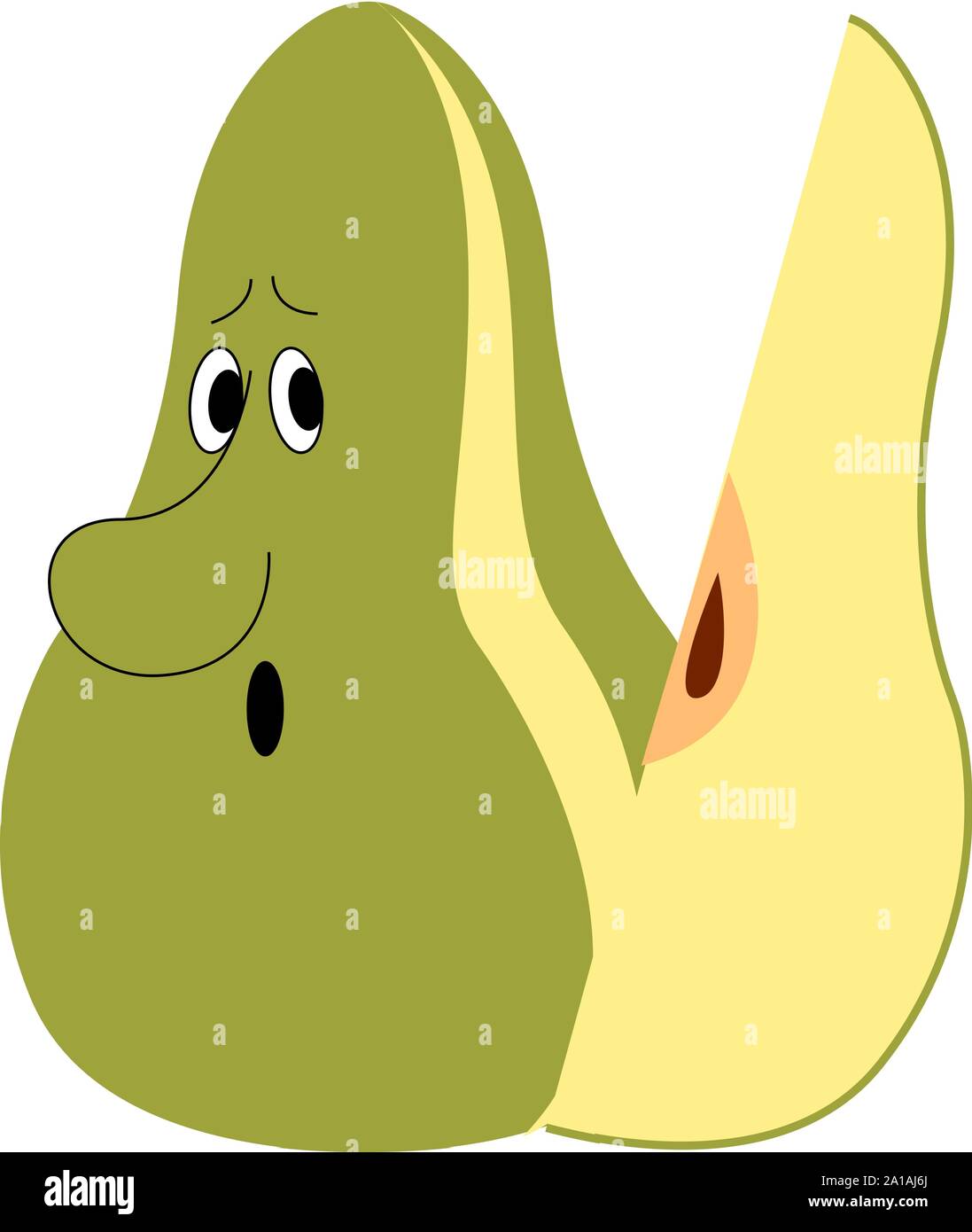 Sad pear, illustration, vector on white background Stock Vector Image ...