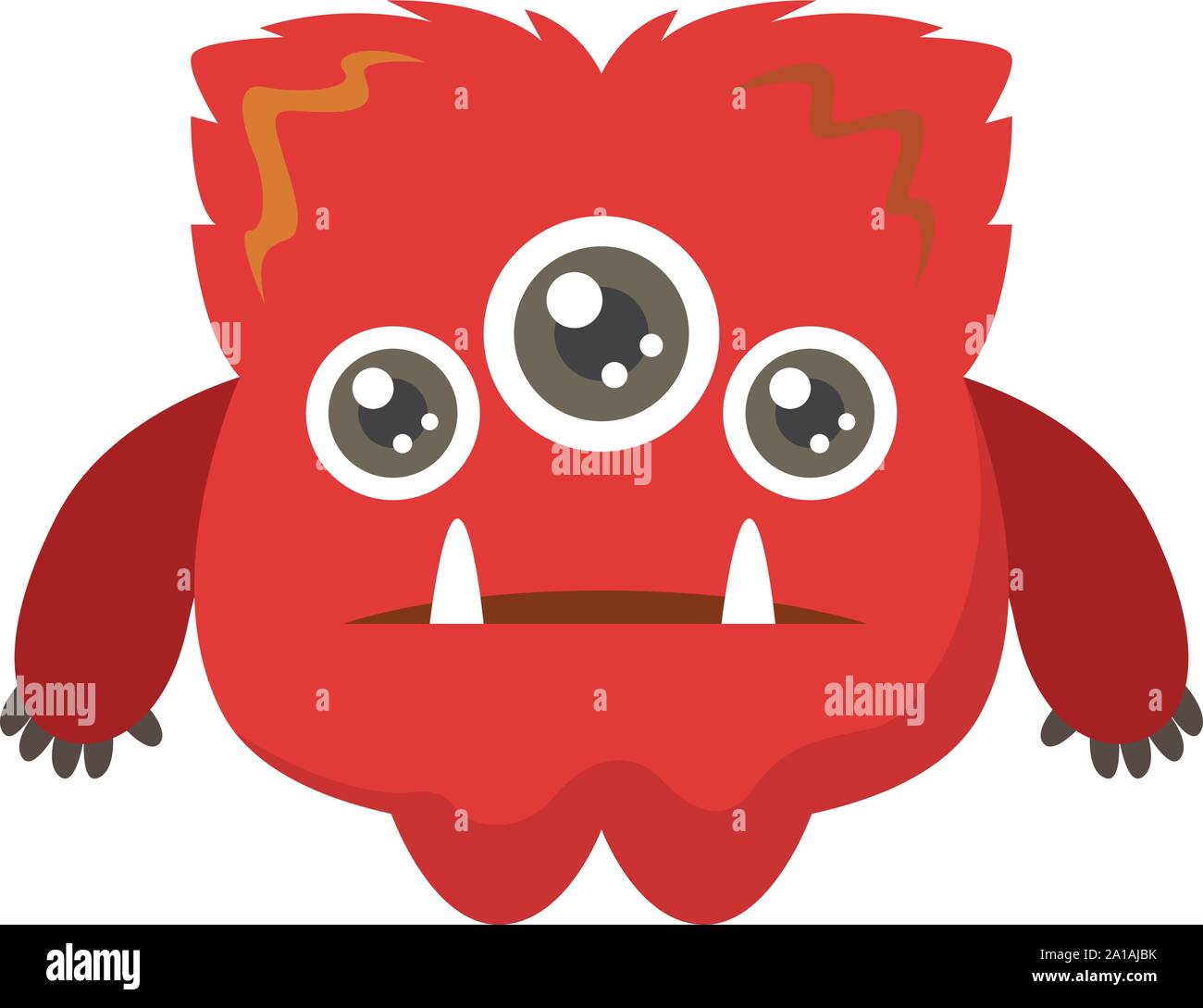 Sad red monster, illustration, vector on white background Stock Vector ...