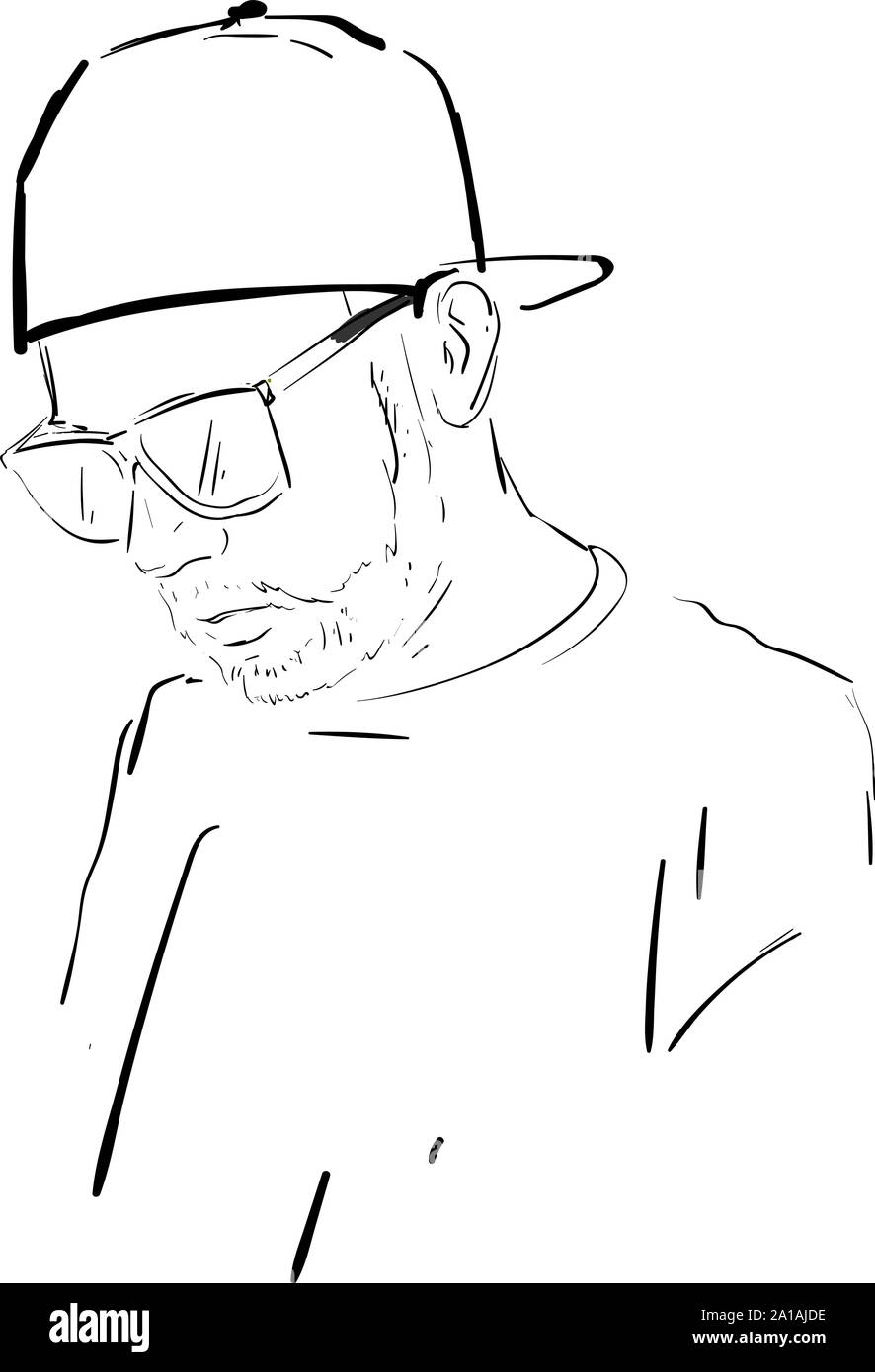 Hipster drawing, illustration, vector on white background Stock Vector ...