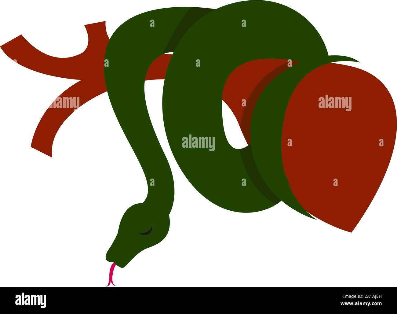 Snake on branch, illustration, vector on white background Stock Vector ...