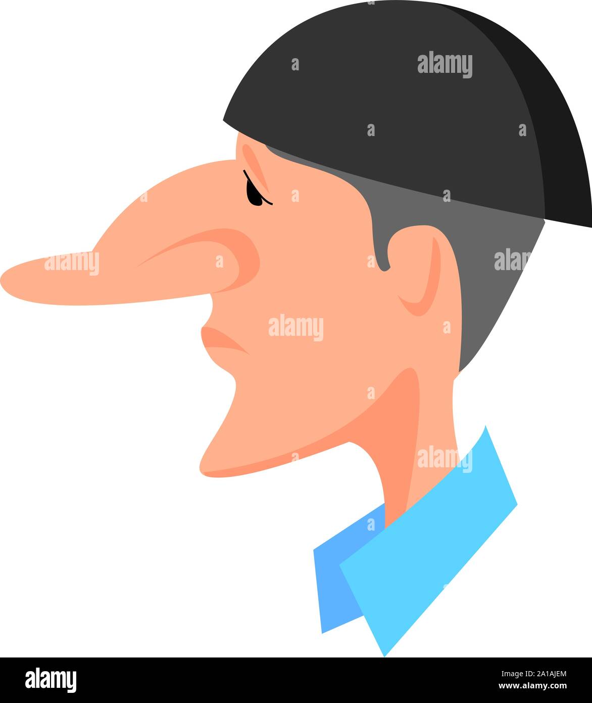 Sad man with big nose, illustration, vector on white background Stock ...