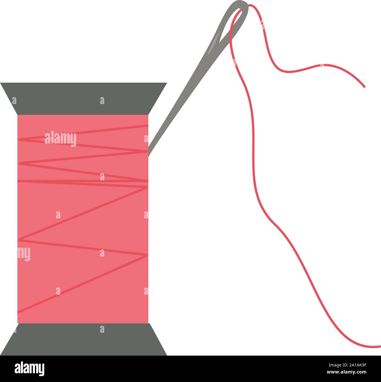 Thread with needle, illustration, vector on white background Stock ...