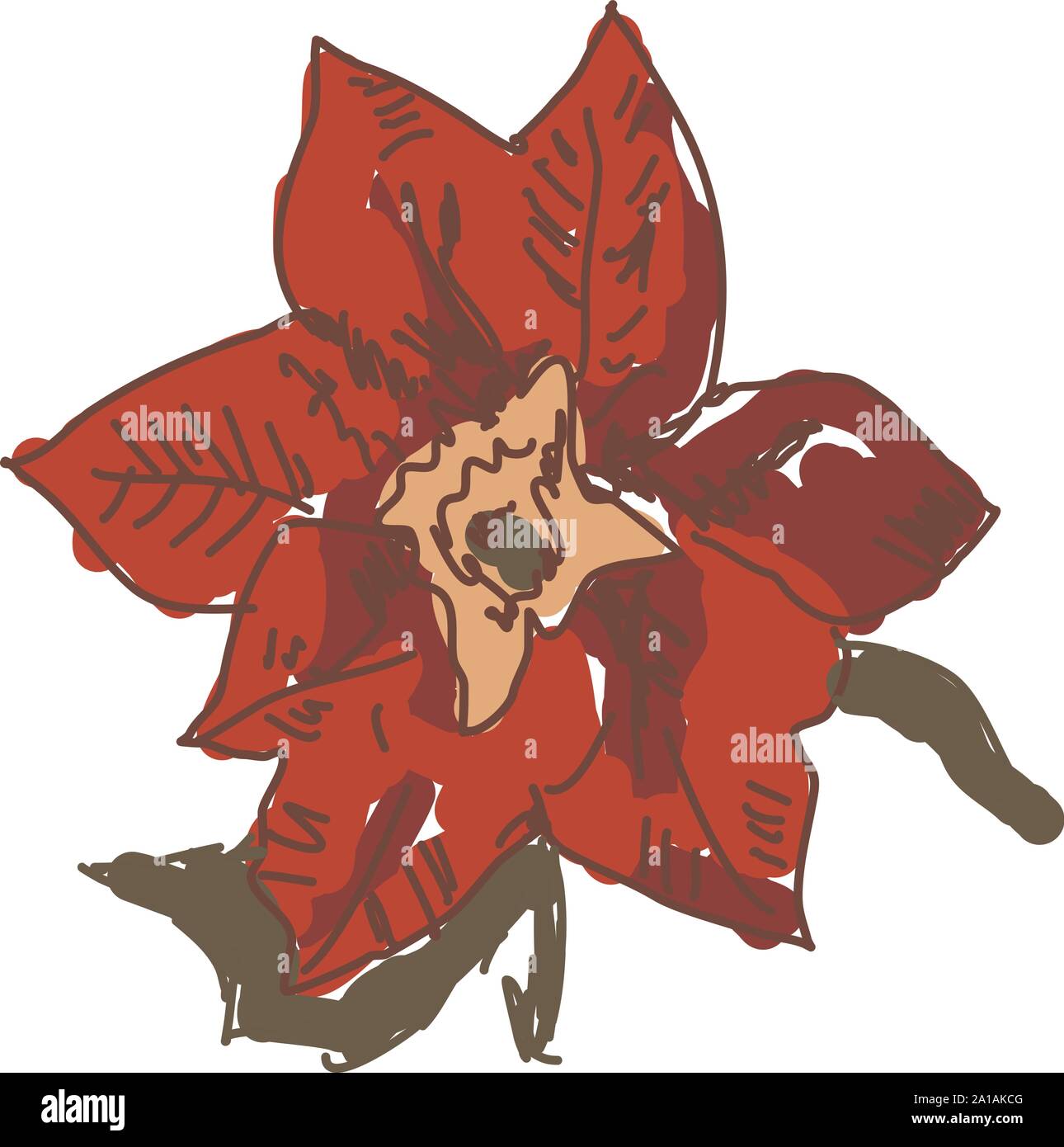 Red flower, illustration, vector on white background Stock Vector Image ...