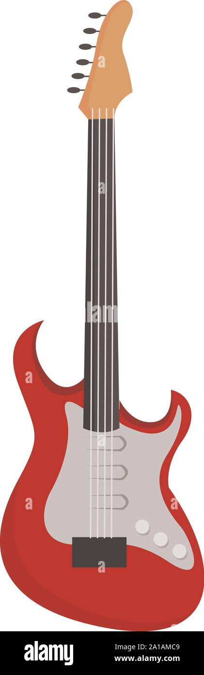 Red guitar, illustration, vector on white background Stock Vector Image ...
