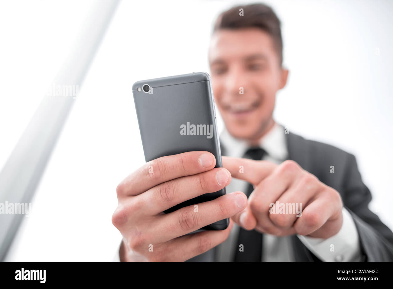 businessman reading a text message Stock Photo - Alamy