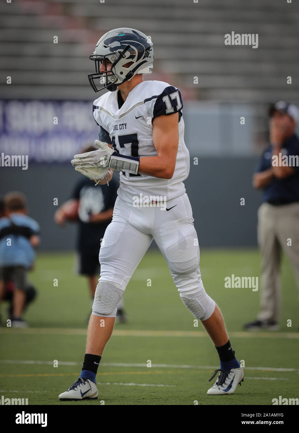 Football action with Lake City vs Lewis and Clark High School at Joe ...